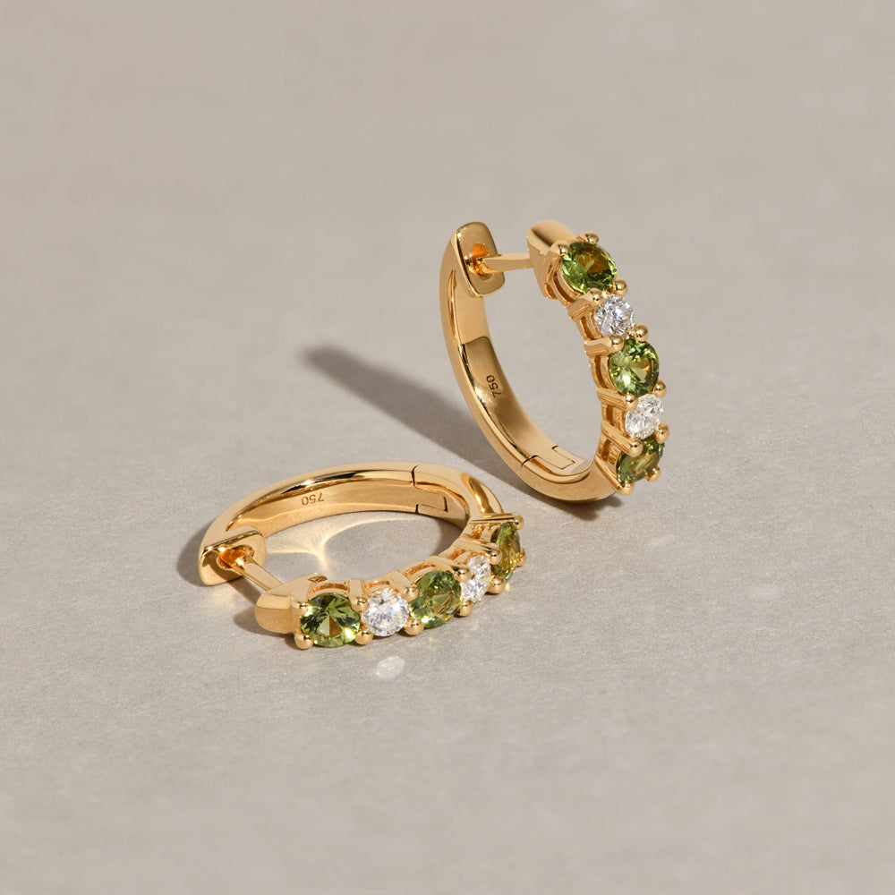 Angelica Green Round Shape 18ct Yellow Gold Earrings – SDE-RDHSYG004 ...